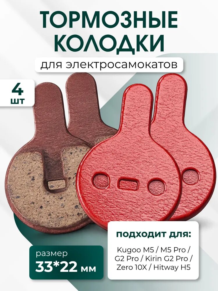 Тормозные колодки для электросамоката Wolong M4, M5, M6 (2 пары)