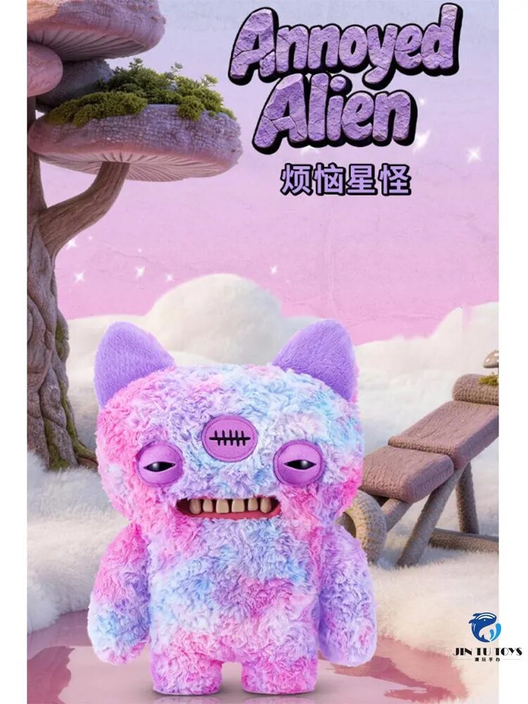 Fuggler BiggFugg Annoyed Alien / большая плюшевая кукла длиной 47 см, уродливая, милая и забавная с уникальным дизайном, подходит в качестве украшения подушки или подарка