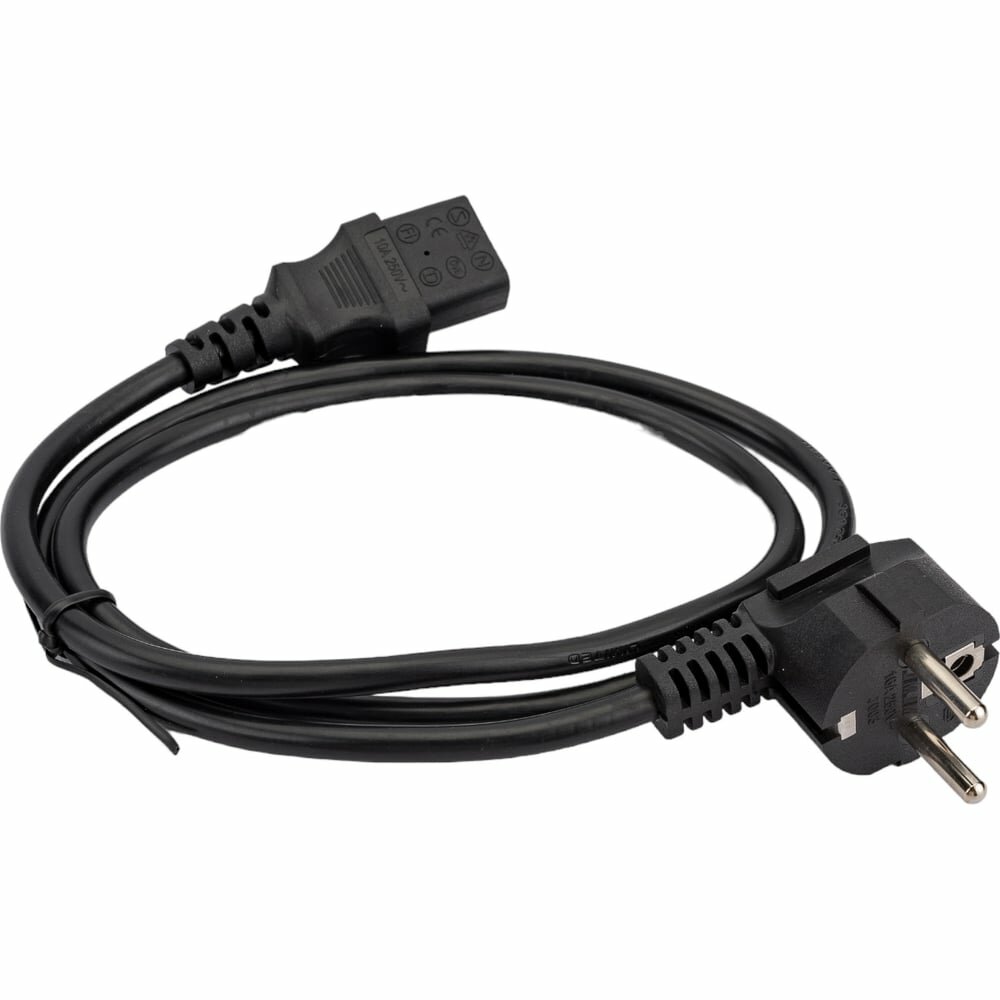 Кабель питания Cablexpert 1м, Schuko- C13, VDE, 10А, черный, с заземлением, пакет PC-186-VDE-1M — фото 1