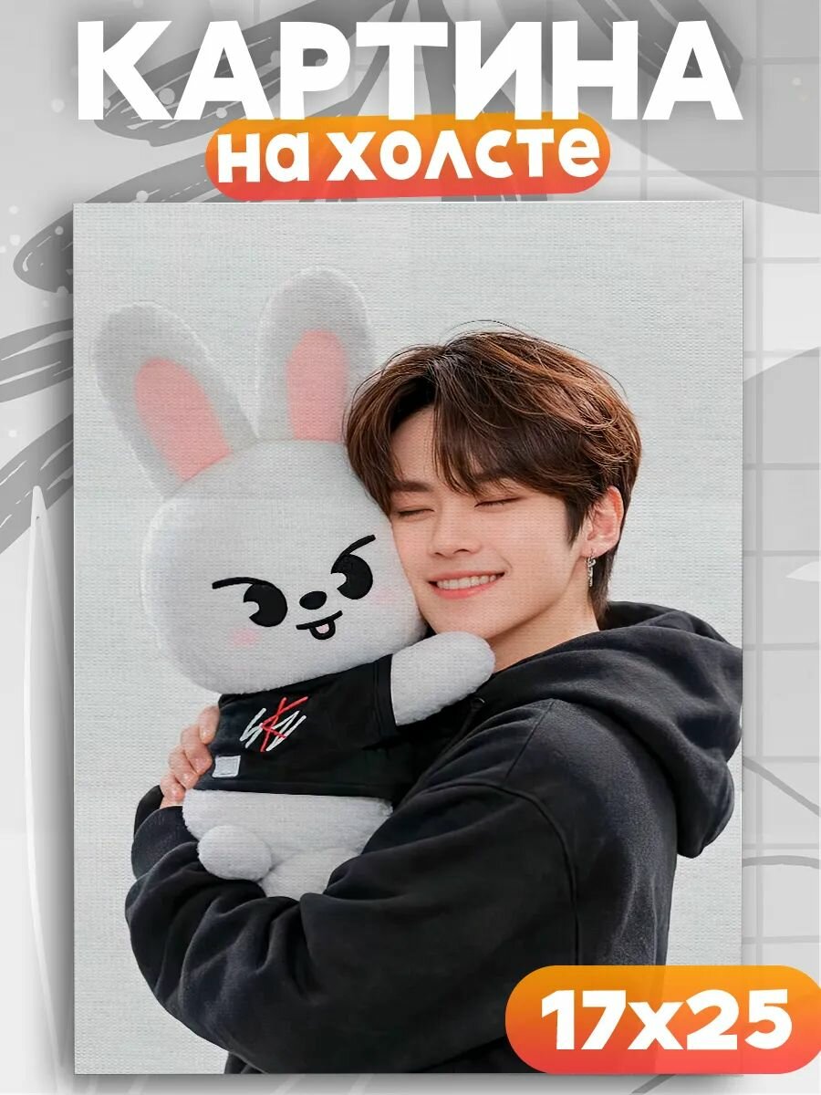 Картина на стену Ли Минхо Stray kids кпоп, на подрамнике, 1шт, 25х17 размер.