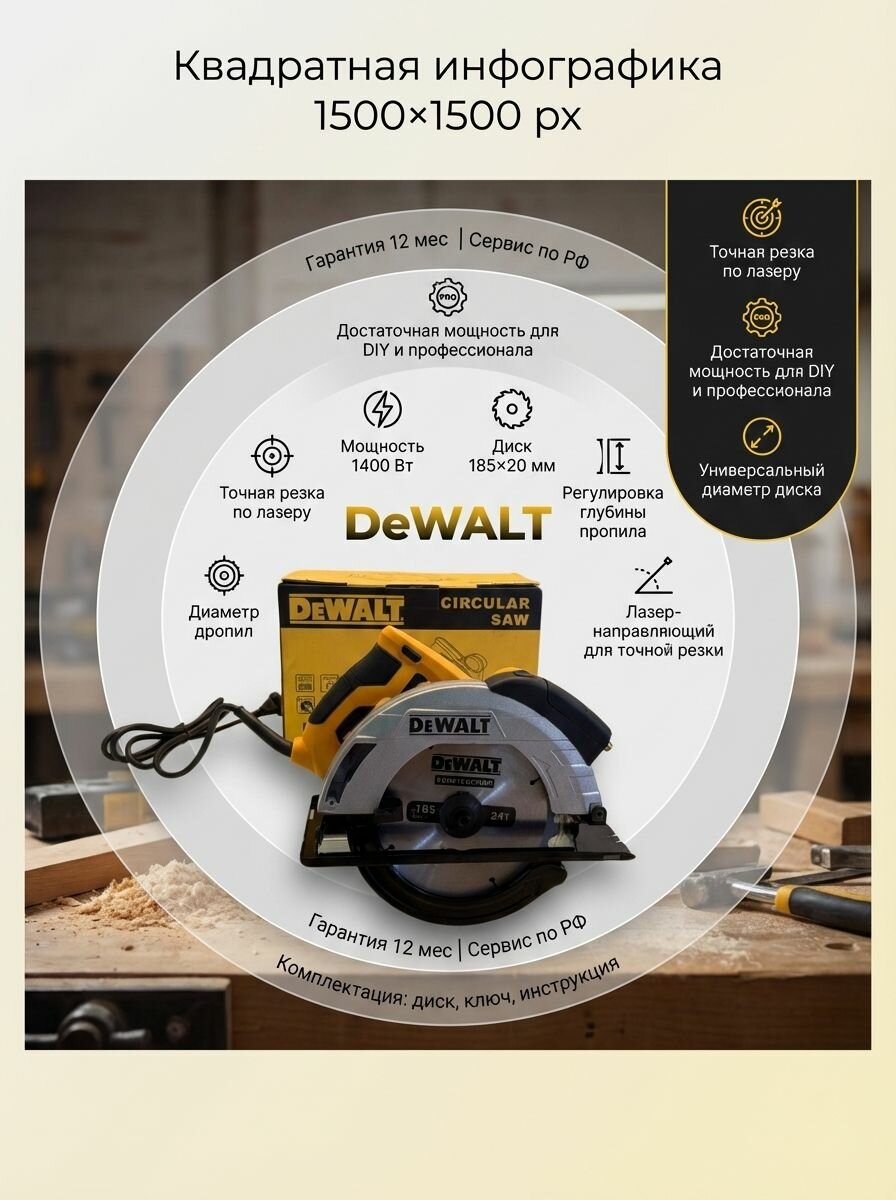 Циркулярная пила DEWALT 1400W 185*20