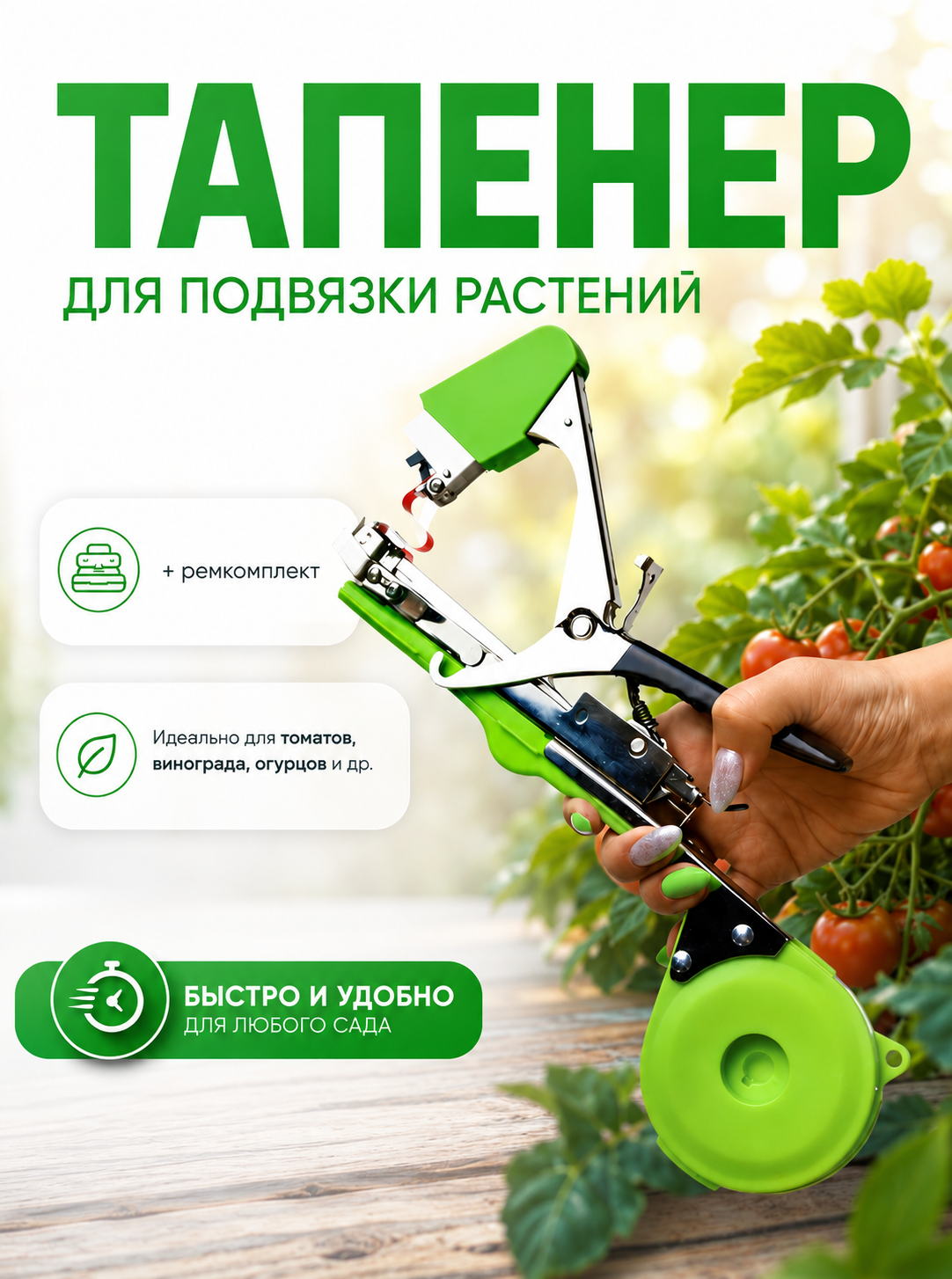 Тапенер для ручной подвязки растений с лентой, для подвязки деревьев