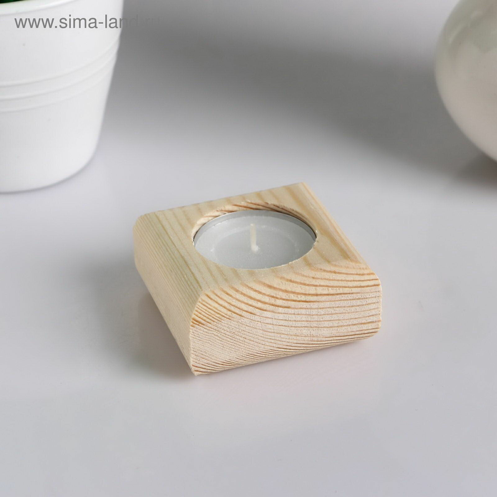 Деревянный подсвечник на 3 свечи "Квадратный", массив, 6x6x3 см