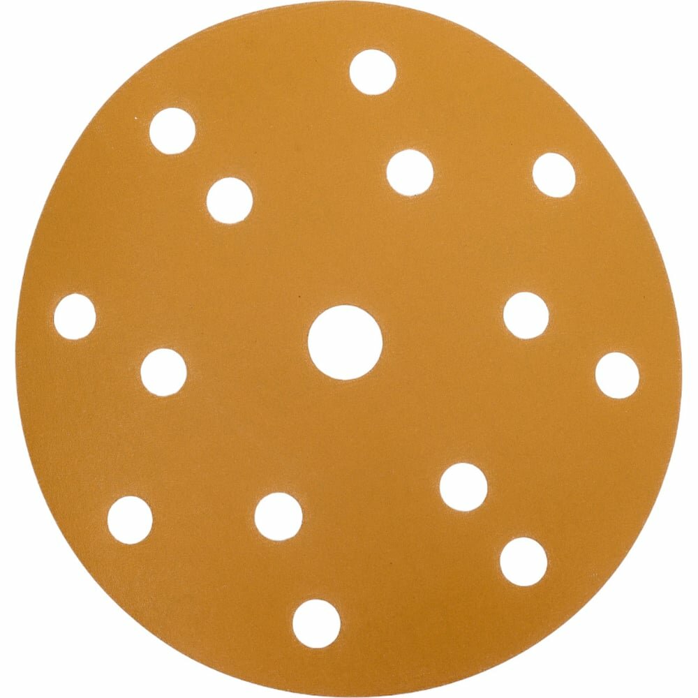 Диск абразивный с липучкой Sandpaper (yellow) 150 мм, 15 отверстий, P600, 5 шт BRUSHTEX 150Y15-600