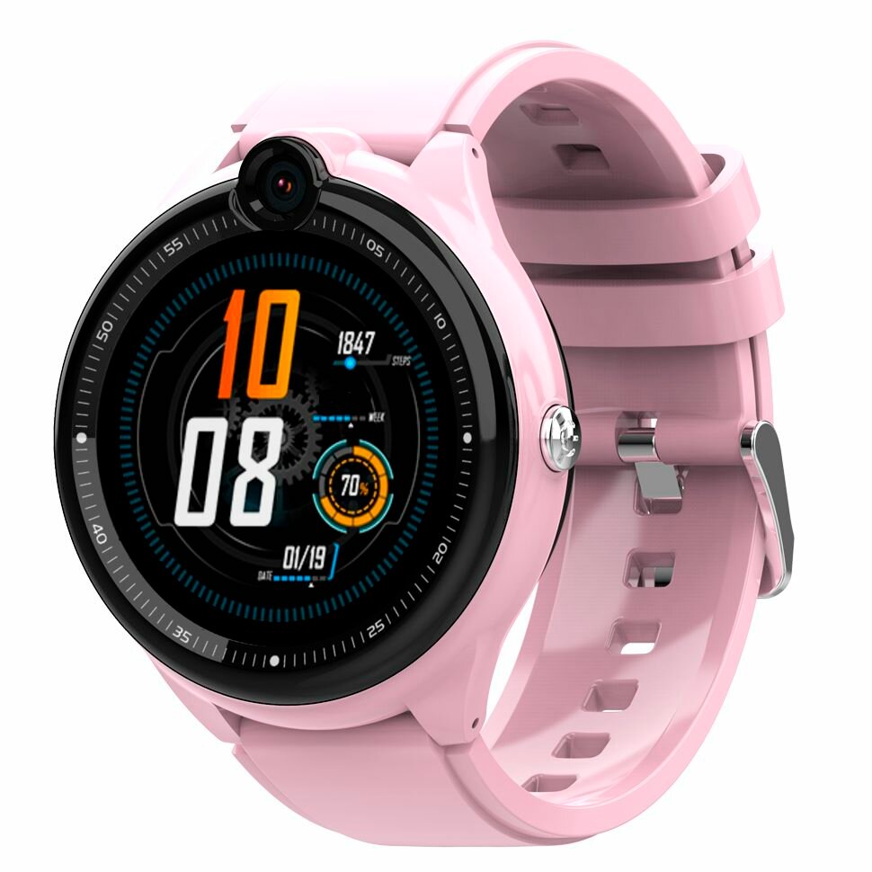 Детские смарт часы Wonlex 4G КТ26 c GPS, с сим-картой в комплекте, розовый