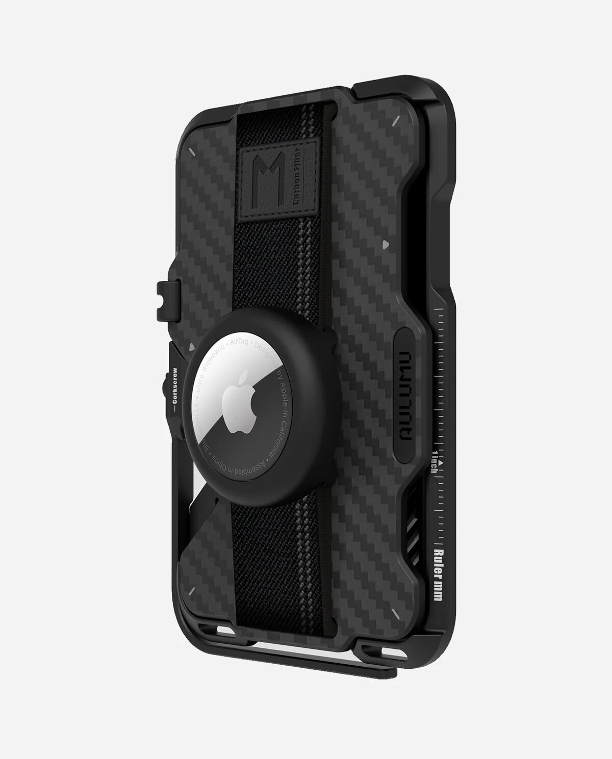 Мультитул-кошелек Aulumu Wallet G03 карбоновый, RFID-защита, с магнитами, анодированный, чёрный