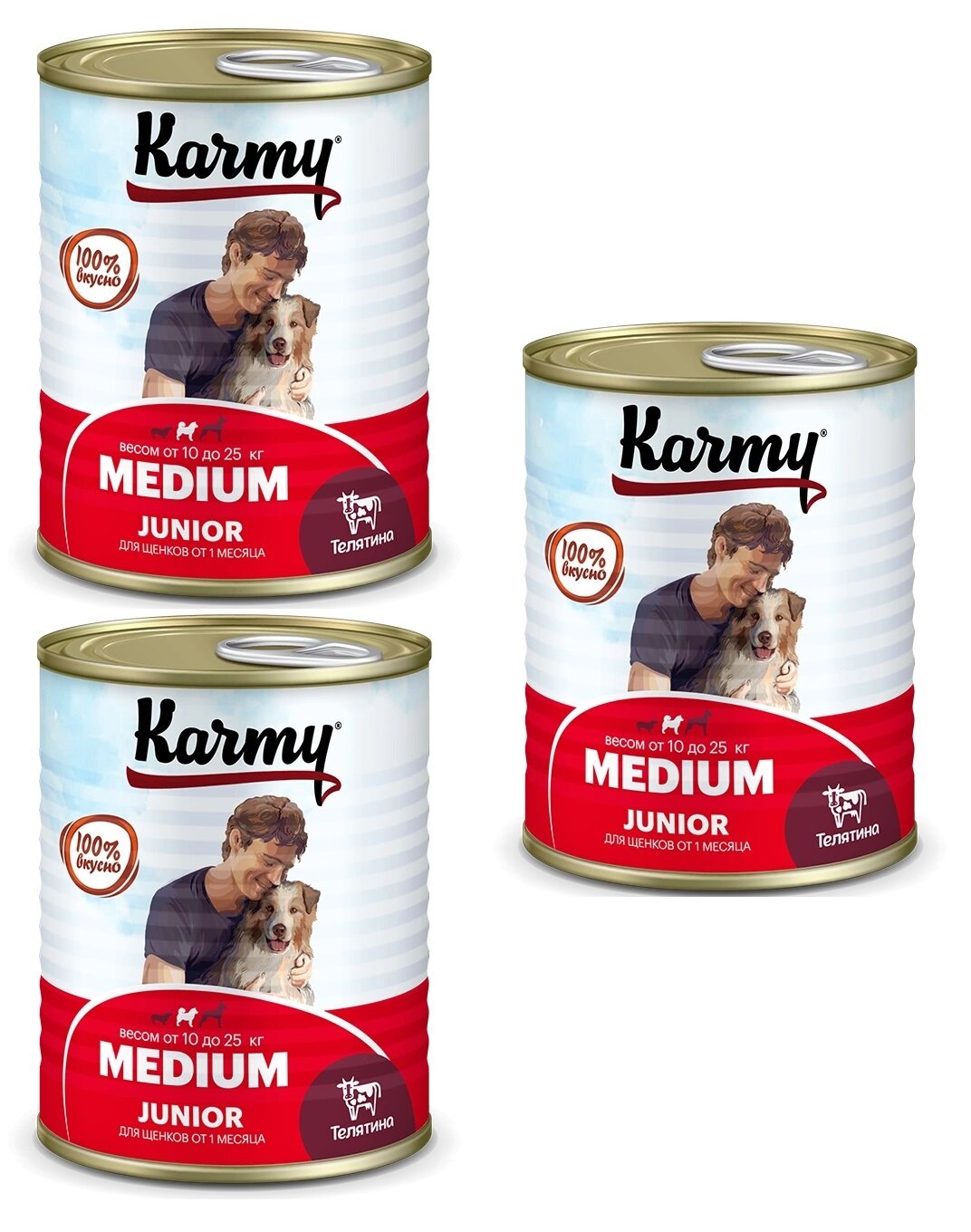 Консервы Карми для щенков Medium Junior средних пород Телятина 340г 3шт