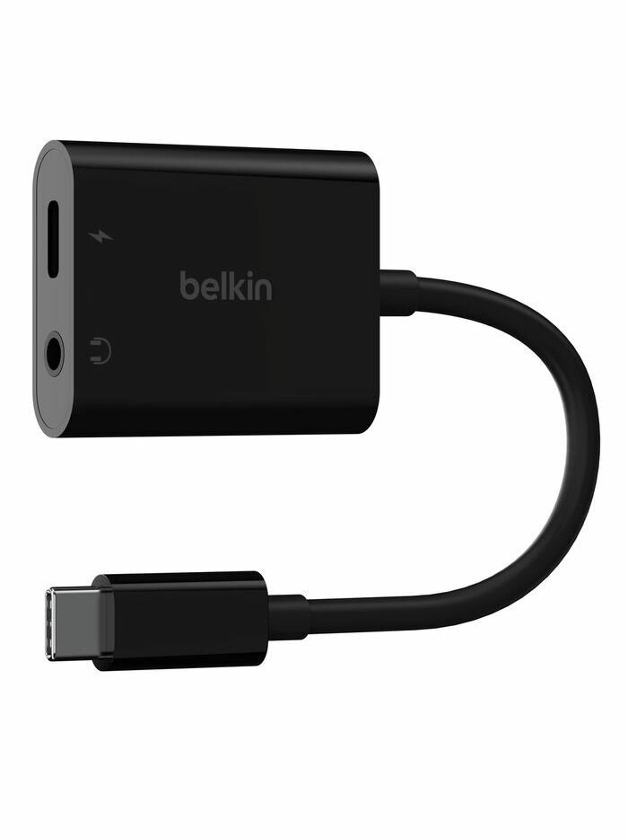 Адаптер Belkin RockStar 3,5mm Audio&USB-C 60W PD Charge Adapter. Цвет: черный