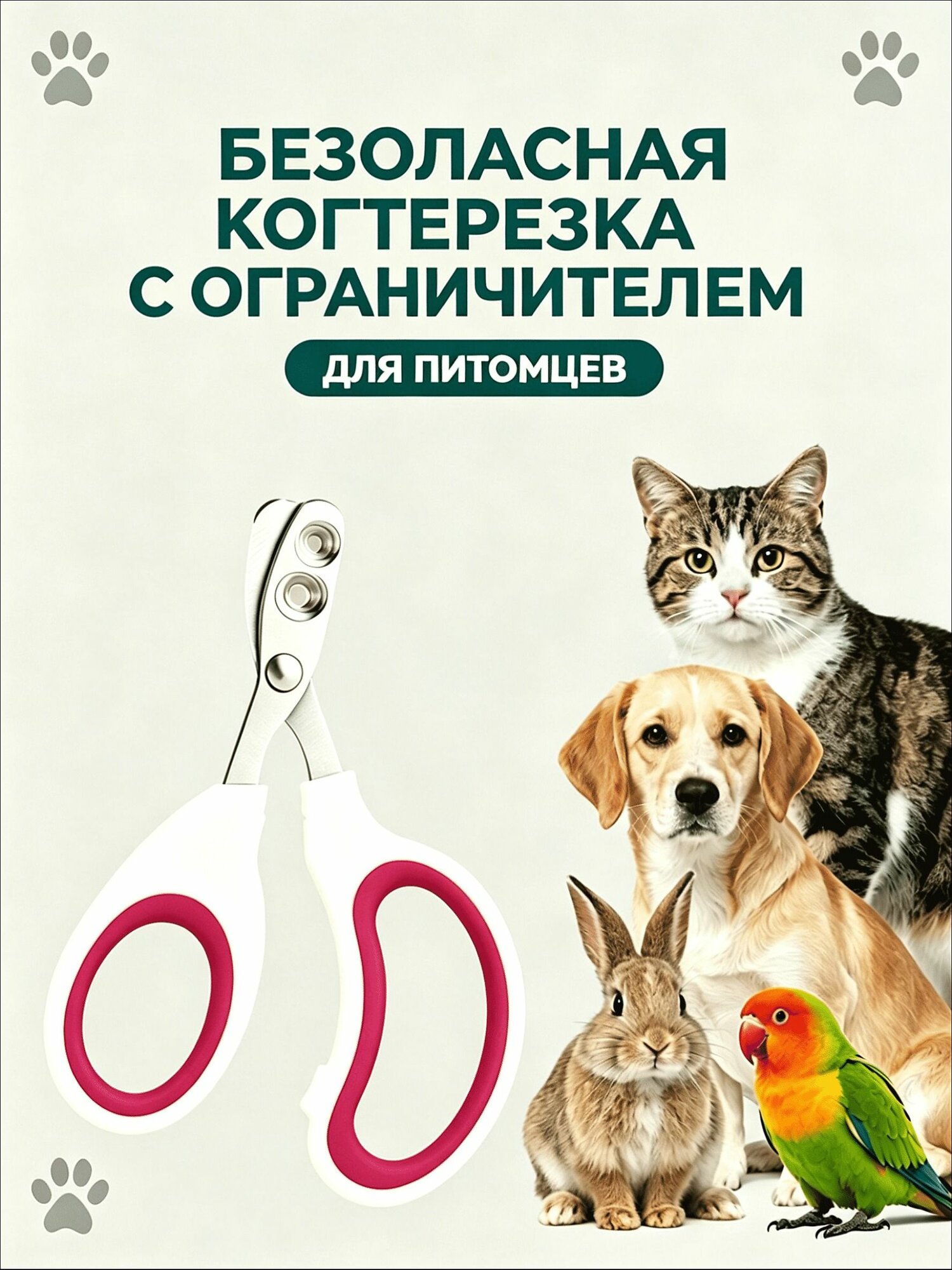 Когтеточка, для кошек и собак, нержавеющая сталь и полипропилен, двойное отверстие, красная