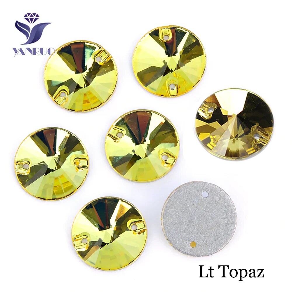 Стразы YANRUO Rivoli 8мм, Light Topaz, 56шт