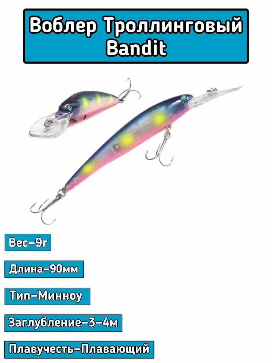 Воблер GG Bandit 9 см, 9 гр, C302, для троллинга, твичинга