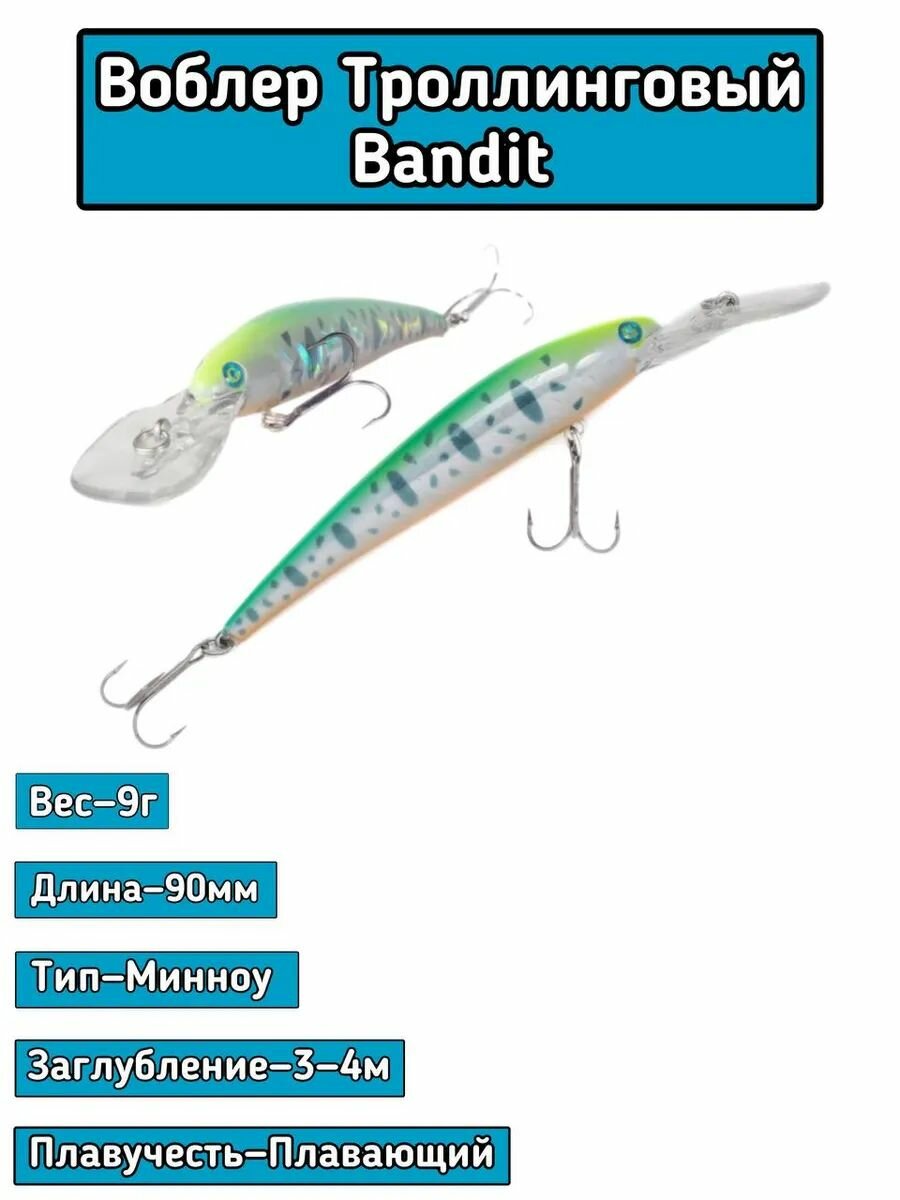 Воблер GG Bandit 9 см, 9 гр, C225, для троллинга, твичинга