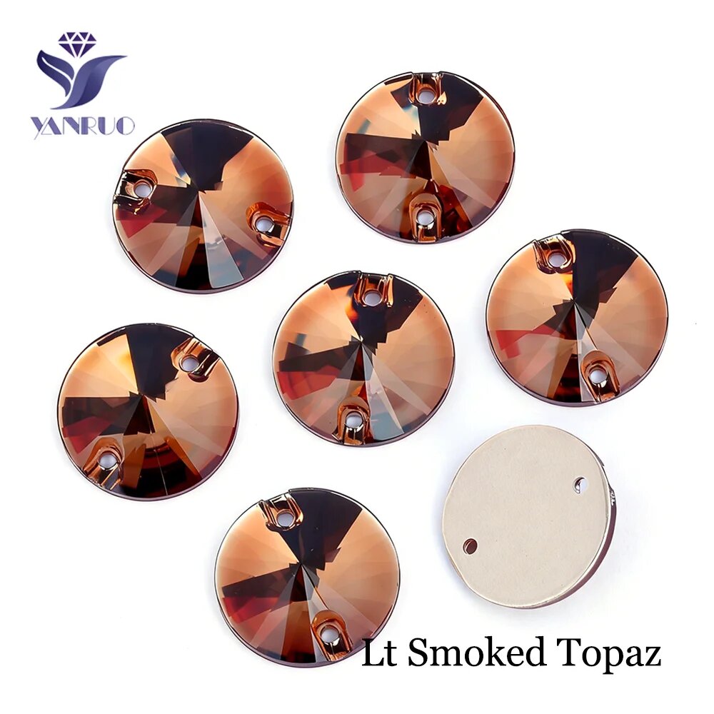 Стразы YANRUO Rivoli 8-20мм, Lt Smoked Topaz