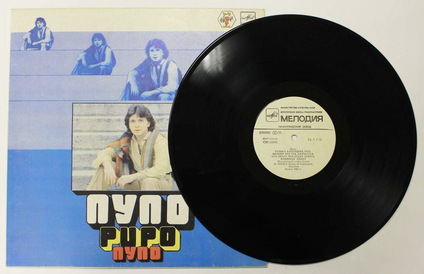 Пластинка виниловая "Пупо. Только благодаря тебе" Мелодия 1981 300 мм. (Сост. на фото)