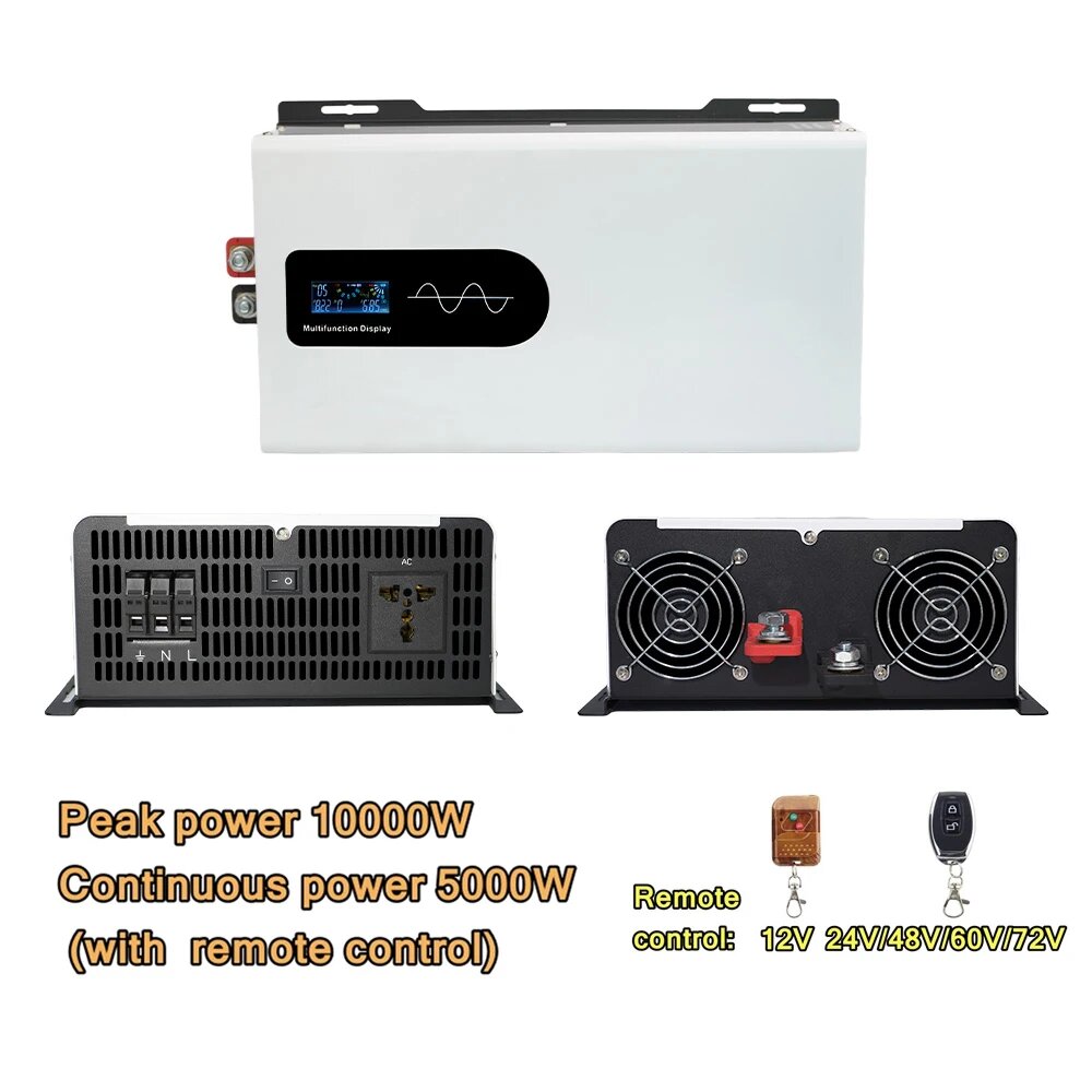 Инвертор DC 12V/24V/36V/48V/60V/72V/96V DC в AC 110V 220V 60Hz 50Hz 10KW 6600W Чистая синусоида Солярный инвертор Оф-граид система