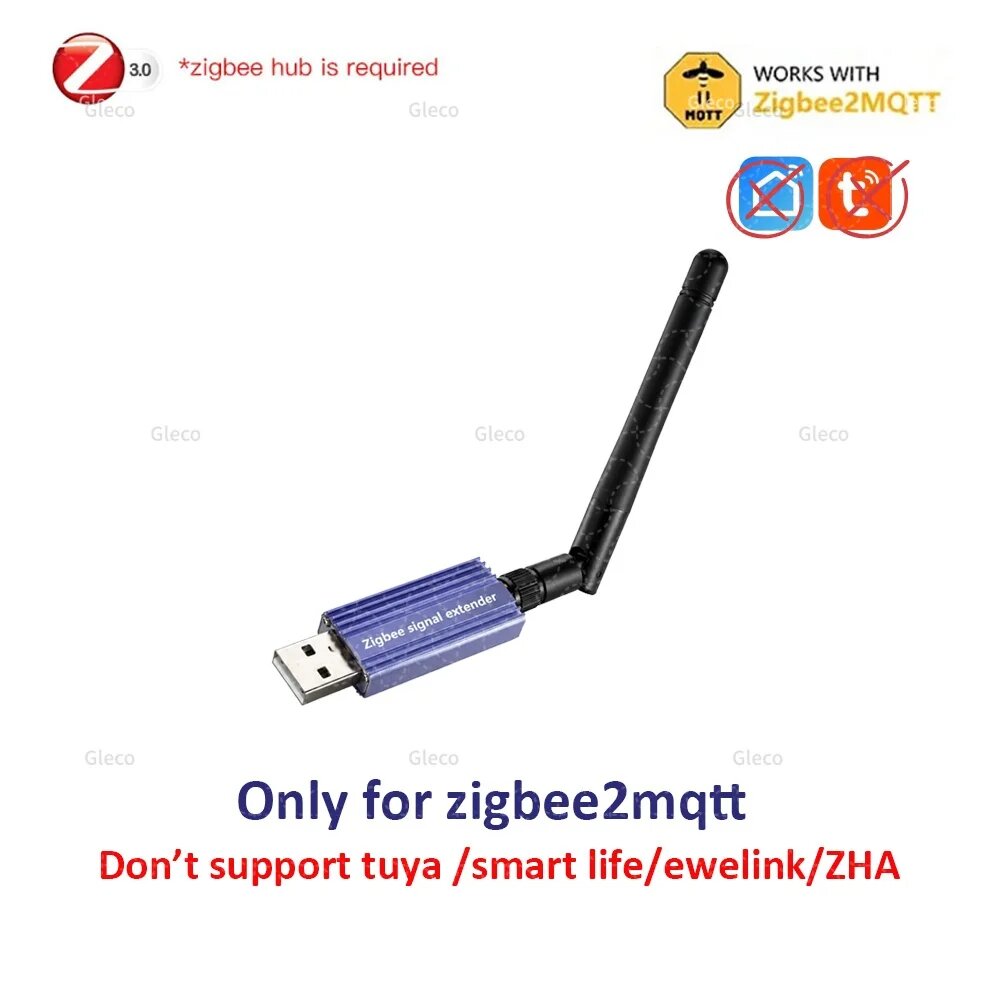 Усилитель сигнала Zigbee с/без антенны, USB-усилитель сигнала, автоматизация Синий, Antenna 2MQTT