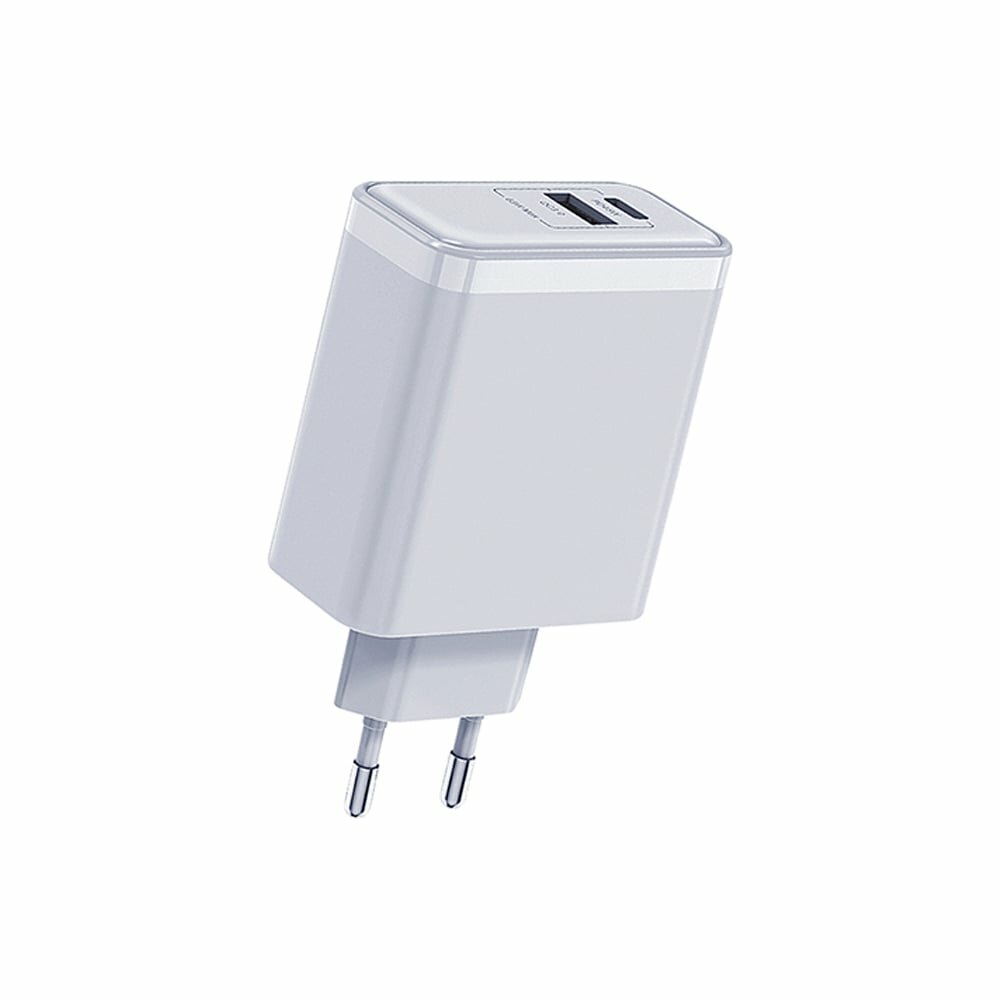 Сетевое зарядное устройство QUMO Energy PD, 65W Charger 0075, два порта: Type-C PD, + USB-A QC3.0, цвет белый 43017
