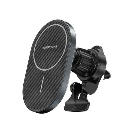Держатель с беспроводной зарядкой Keephone Seanova Carbon, черный