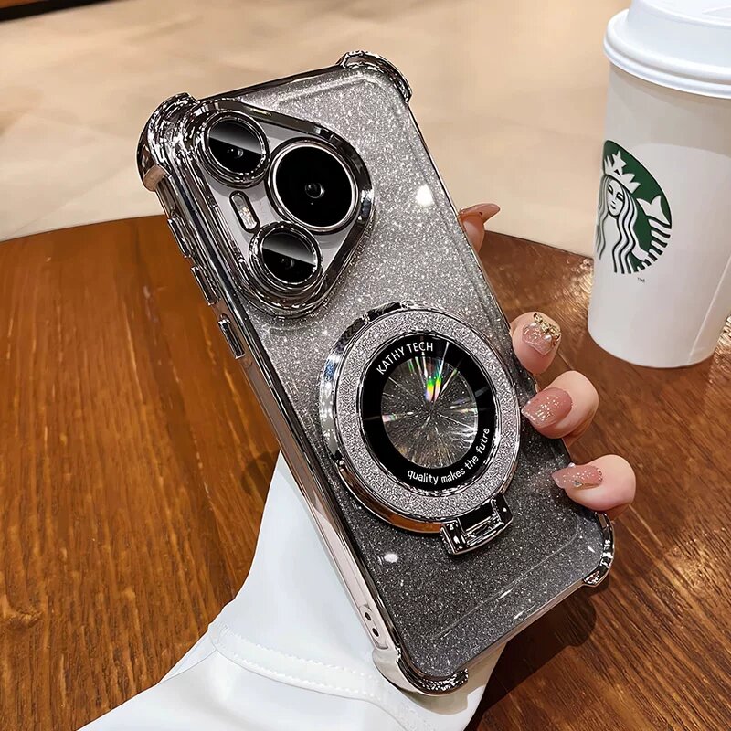 Mагнитный держатель для телефона Pura 70 Pro с защитой от ударов на основе воздушной подушки в космическом серебре