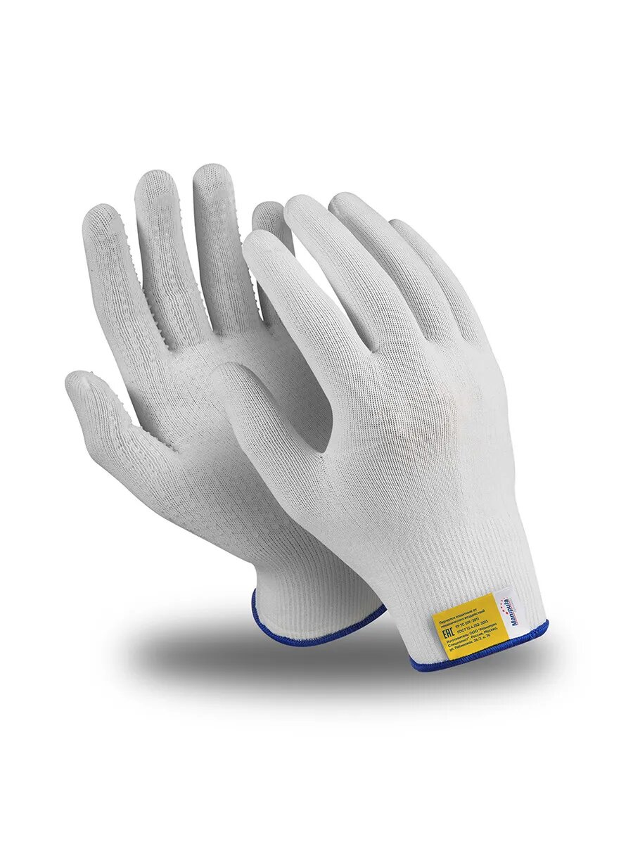 Перчатки микрон ПВХ (MG-111), нейлон, SlipGrip, оверлок, цве