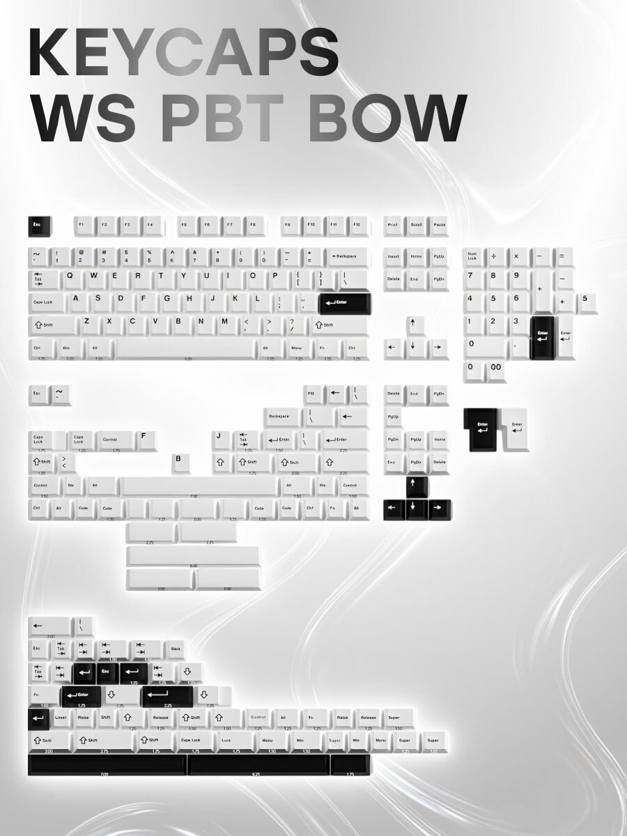 Кейкапы для механической клавиатуры WS PBT BOW, Английская раскладка