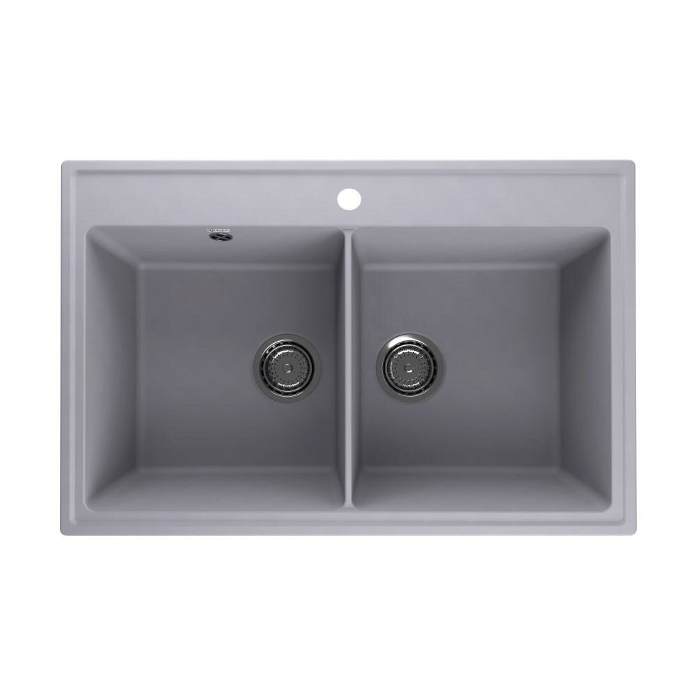 Мойка для кухни Ulgran Quartz 78х51 Ruma 780-05 бетон, 2 чаши, кварцевый композит