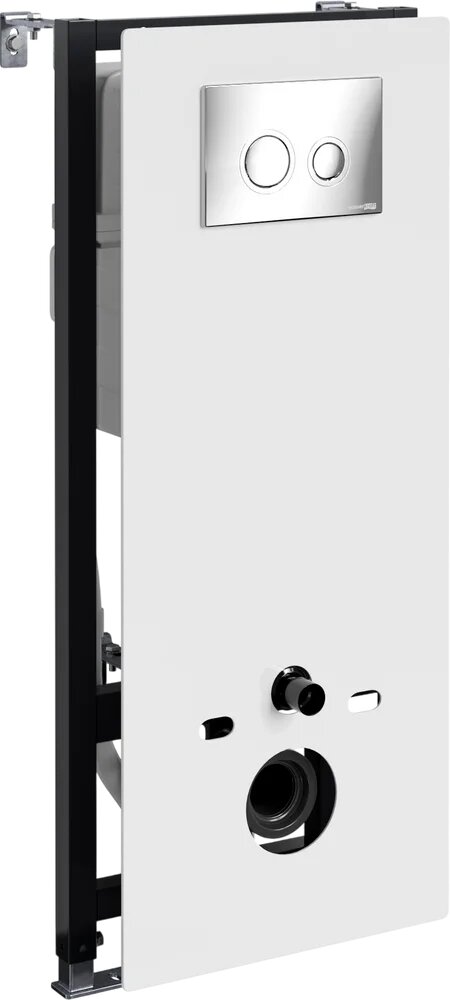 Инсталляция с кнопкой Wasserkraft Abens 20TLT.010. ME. WH. CH01 50 см, крепление к стене/к полу, кнопка для унитаза хром, глянцевая, с шумоизоляцией