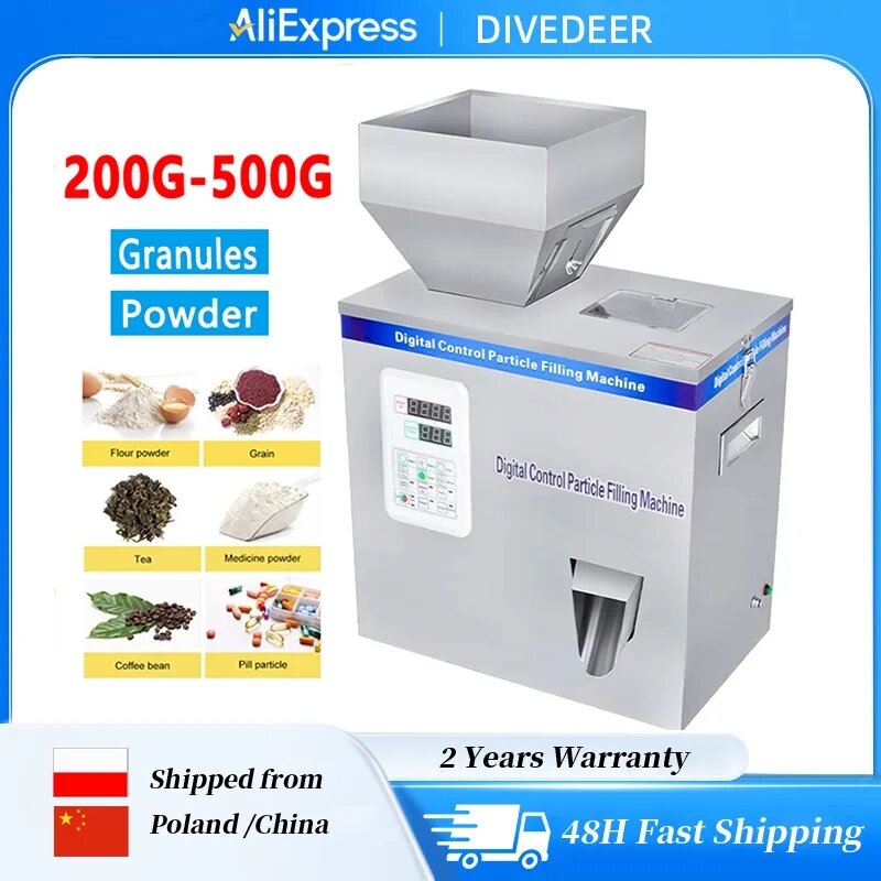 Автоматическая машина для взвешивания и фасовки продуктов DIVEDEER 200G-500G Версия для порошковых, чайных, льняных семян и зернистых материалов