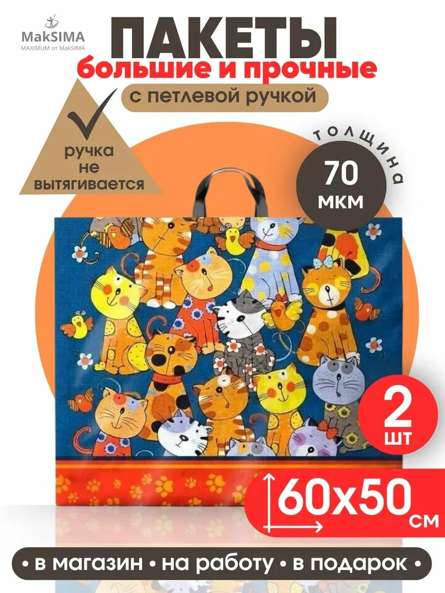 Подарочный пакет с петлевой ручкой набор 2шт