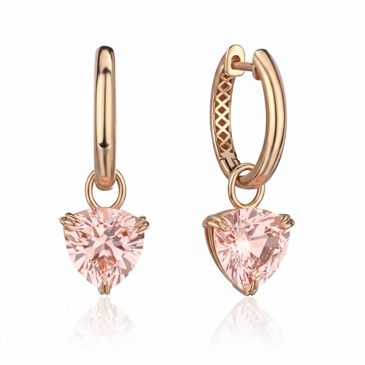 Серьги, золото, 585 проба, морганит