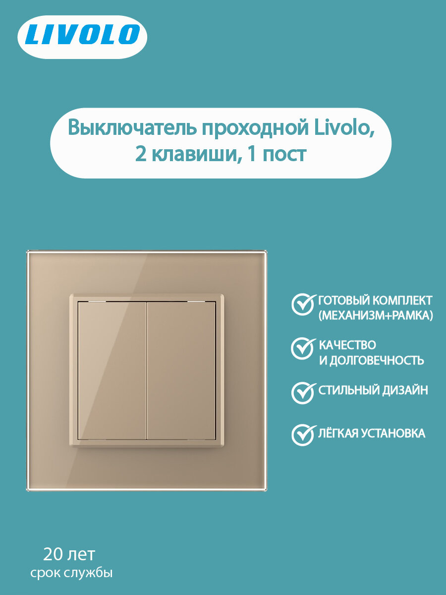 Выключатель двухклавишный проходной