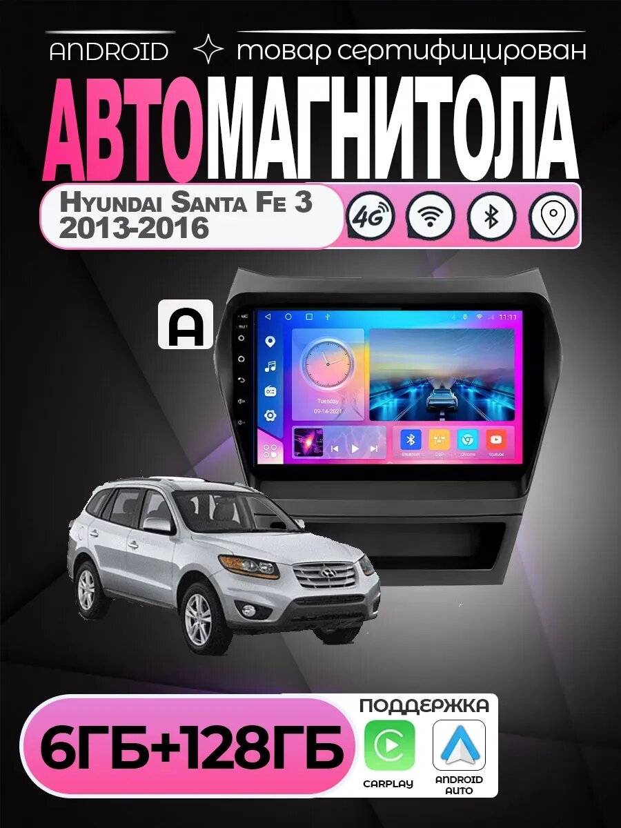 Магнитола TS18 PRO Hyundai Santa Fe 3 6/128Gb