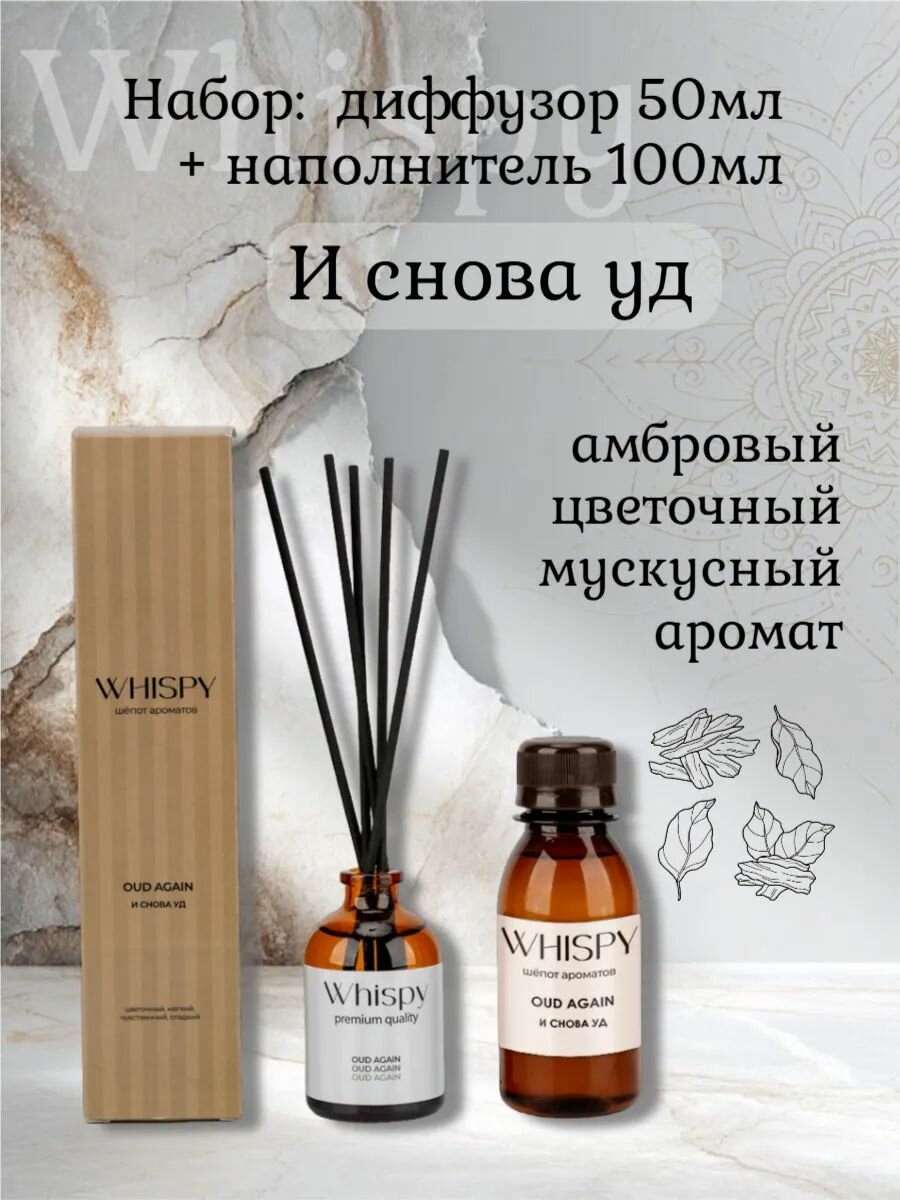 Набор диффузор 50мл и наполнитель 100мл цветочный мускусный