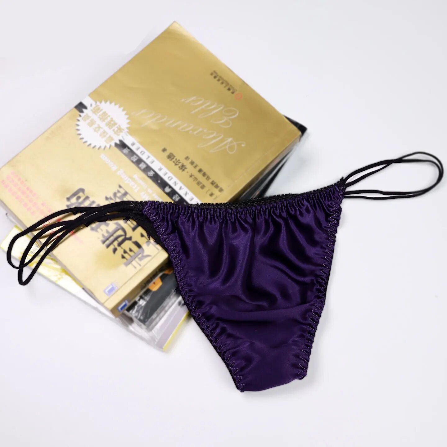 TONKINS мужские стринги из шелка 2 шт. Фиолетовый, L, Dark Purple
