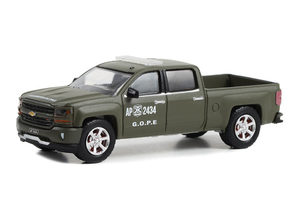 Chevrolet silverado Z71 police carabineros de chile-grupo operaciones policiales especiales (gope) 2018 (длина модели 6-10 см)