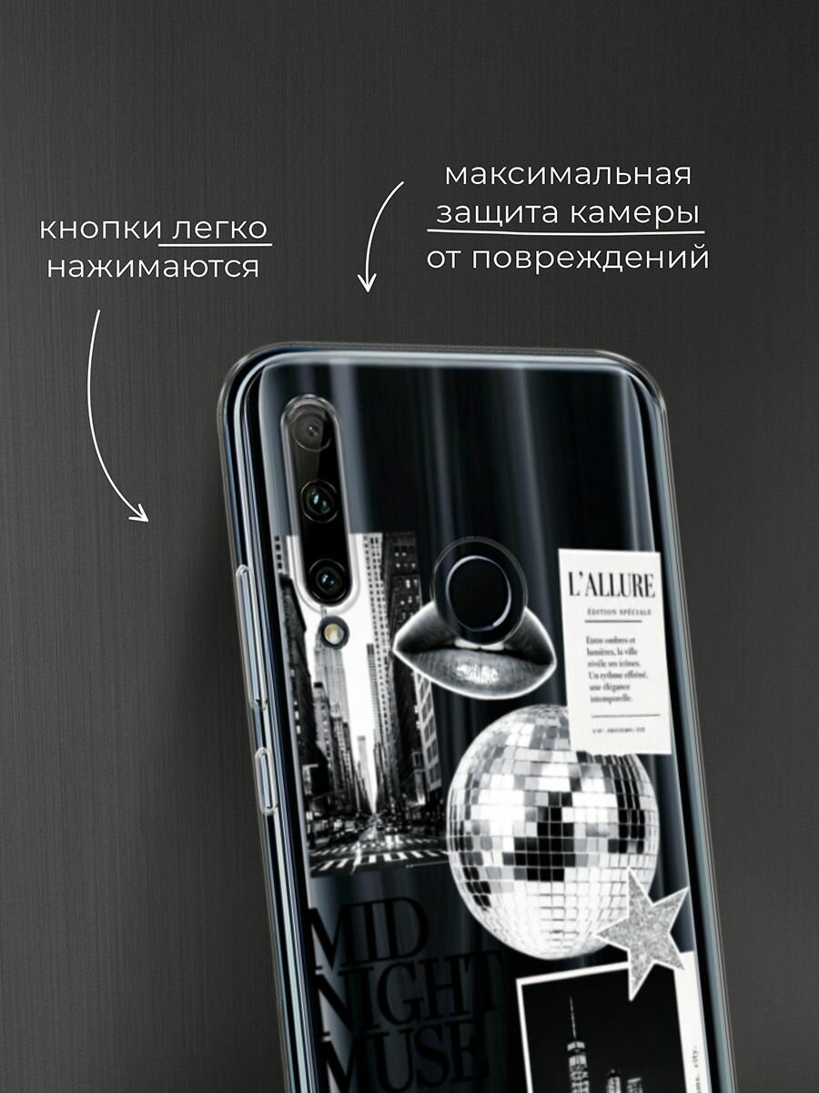Чехол на Honor 10i/20 Lite 2019/20e/Huawei P Smart Plus 2019 / Хонор 10i с принтом Гламурный коллаж, прозрачный — фото 1