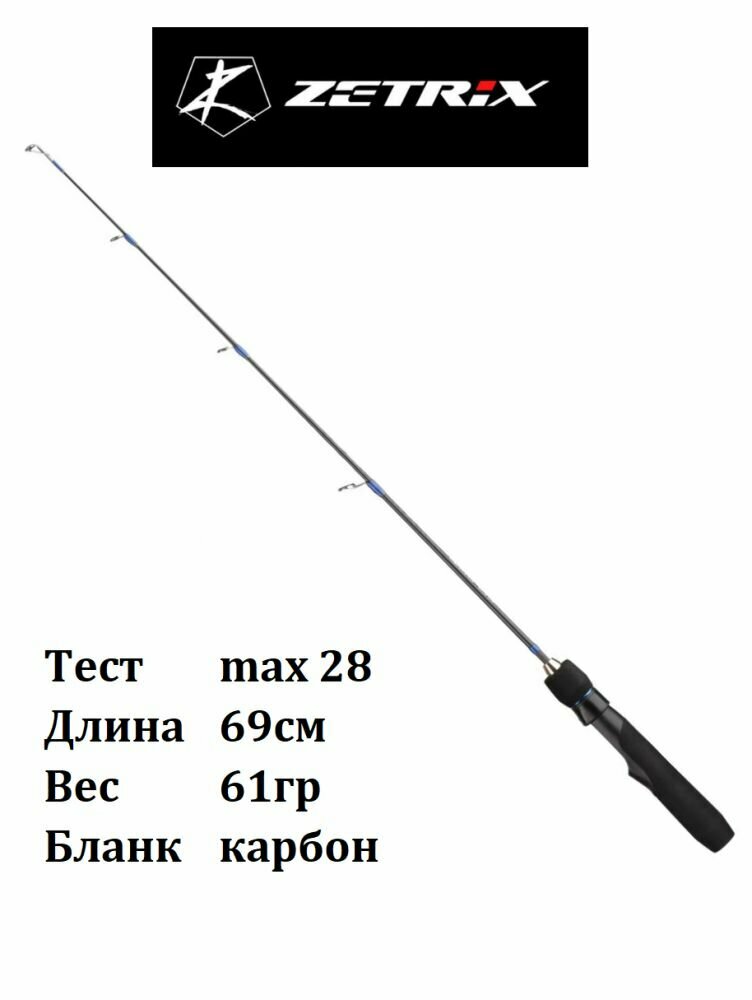 Удочка зимняя Zetrix Loretta ZLT-69H, вес 61гр, тест до 28гр / Удилище для блеснения Зетрикс Лоретта на судака, щуку
