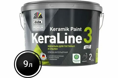 Краска интерьерная Dufa KeraLine-3 (база3) для стен и потолков, 9 л