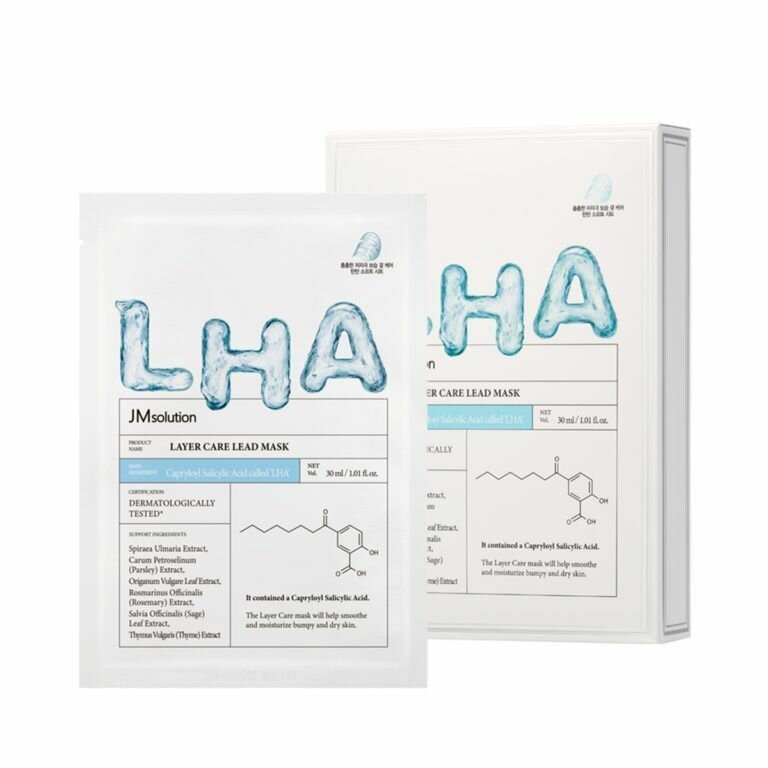 JMsolution Тканевая маска с LНА кислотой LAYER CARE LEAD MASK, 30мл*10 шт.