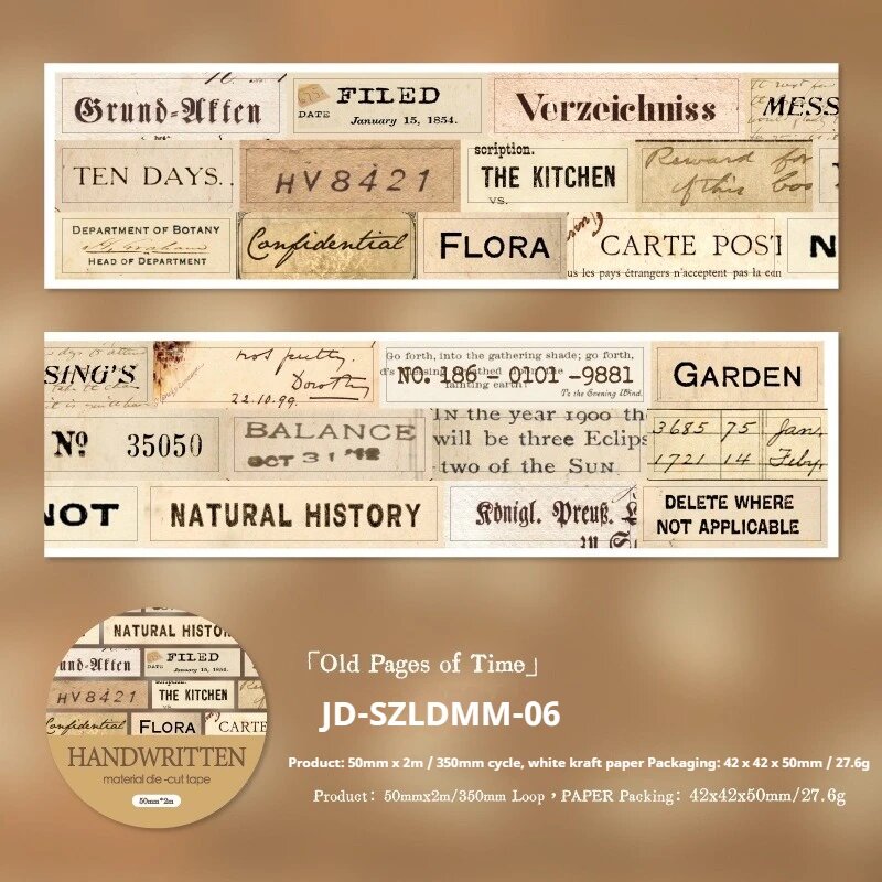 Винтажная лента "Old Pages of Time" JD-SZLDMM-06