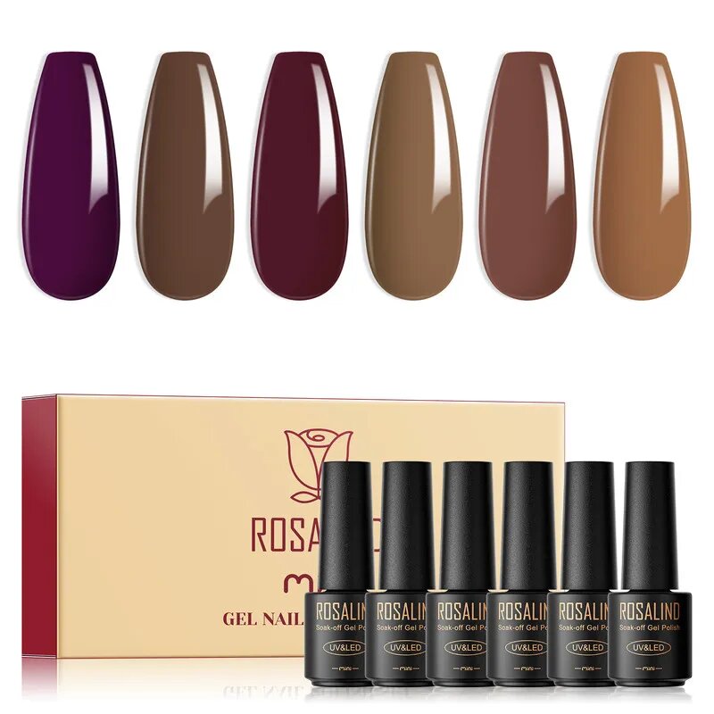 ROSALIND 6PCS мини гель лак для ногтей набор нужна УФ-лампа Cure
