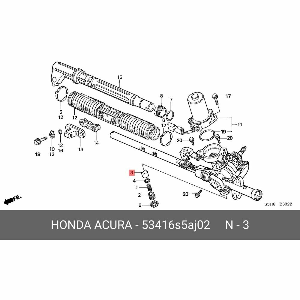 Втулка рейки/53416-s5a-j02/ (honda) HONDA 53416S5AJ02, oem 53416S5AJ01
