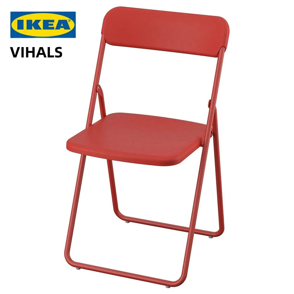 IKEA VIHALS Складной стул, красный, 43x80x47 см, сталь/полипропилен, 1 шт.