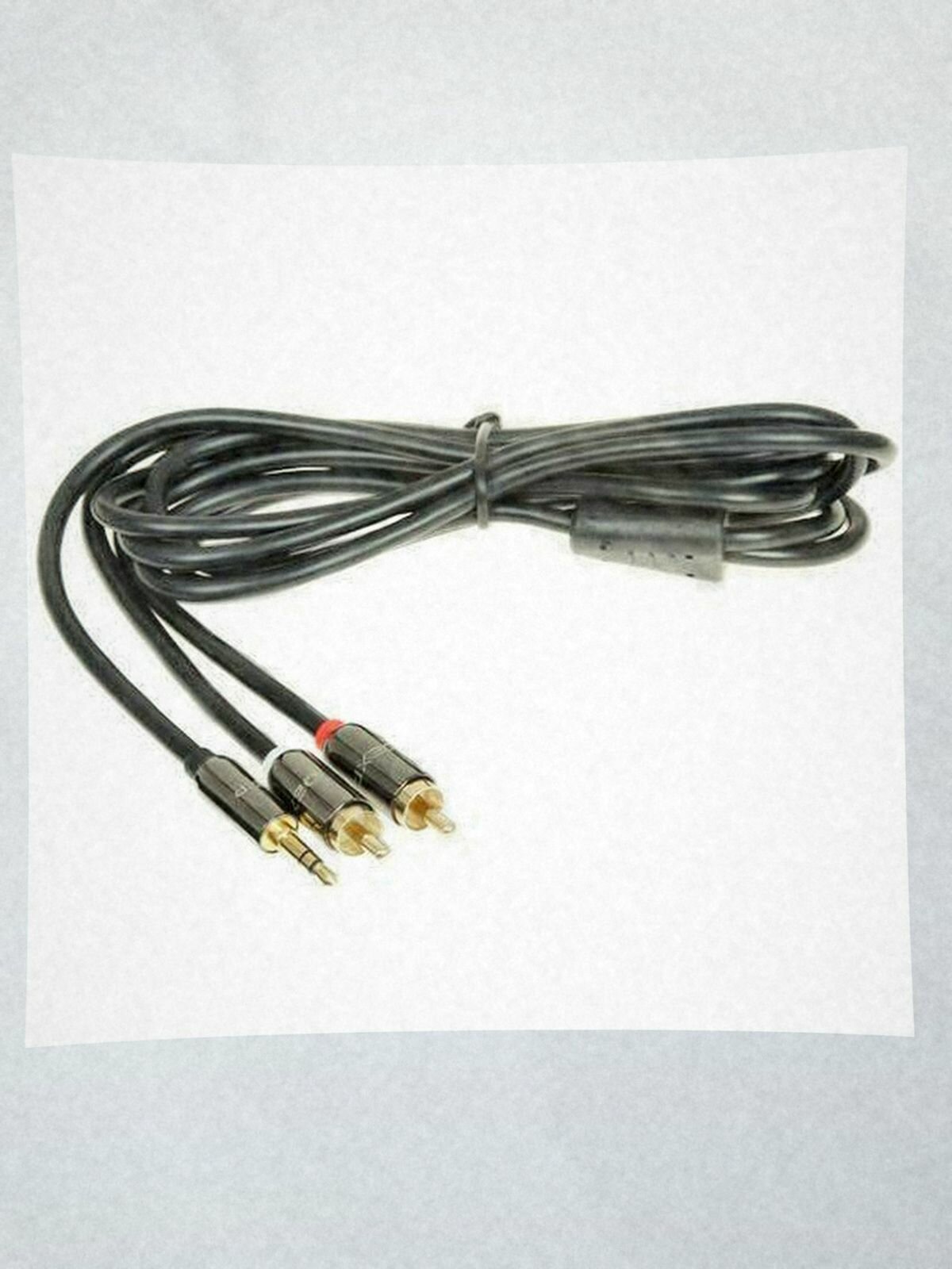 Аудиокабель, разъем jack 3.5 мм-2RCA, цвет- черный, полезный