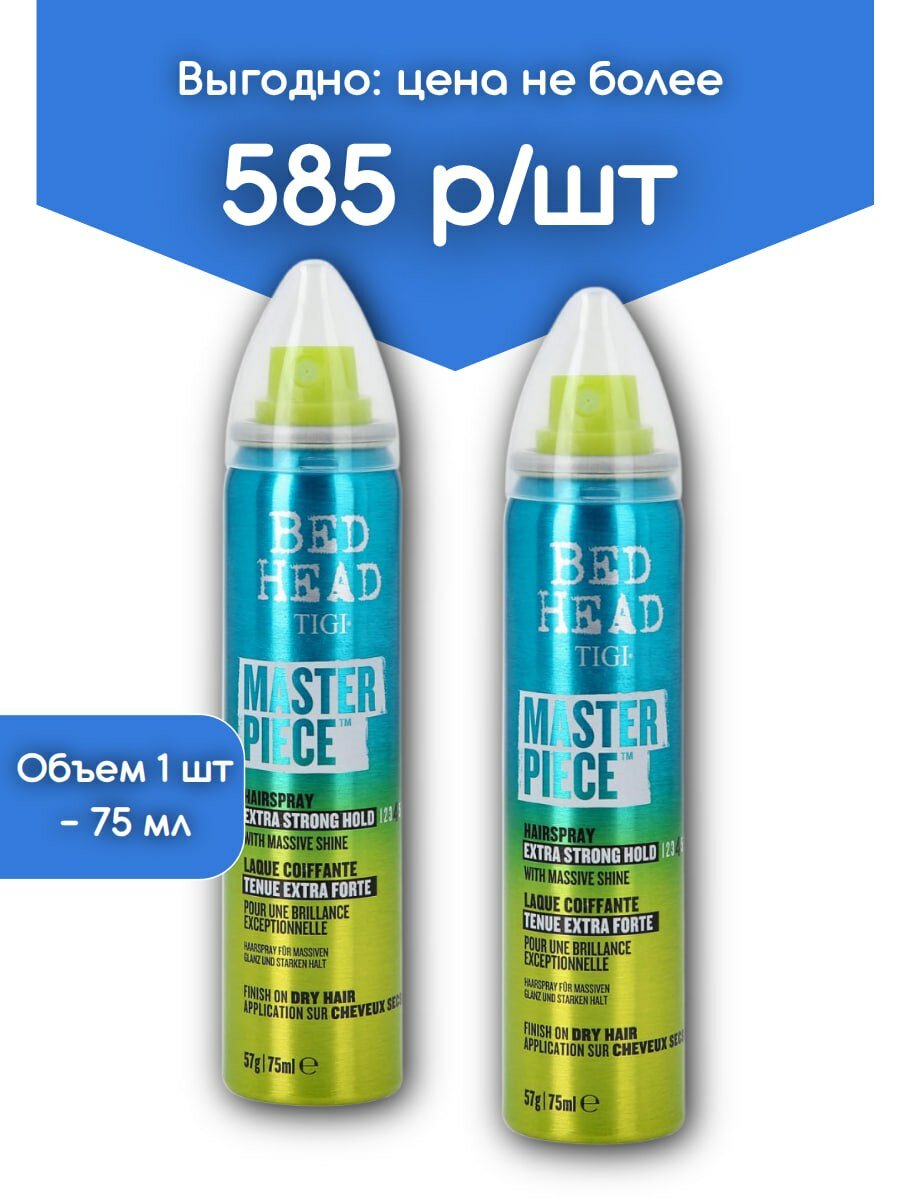 Оптом 2 шт. Лак для блеска и фиксации TIGI BED HEAD STYLE MASTERPIECE 75 мл
