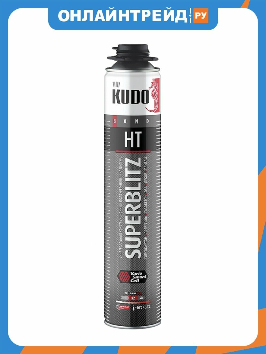 Клей-пена профессиональная конструкционная Kudo Superblitz HT, всесезонная, 1000 мл