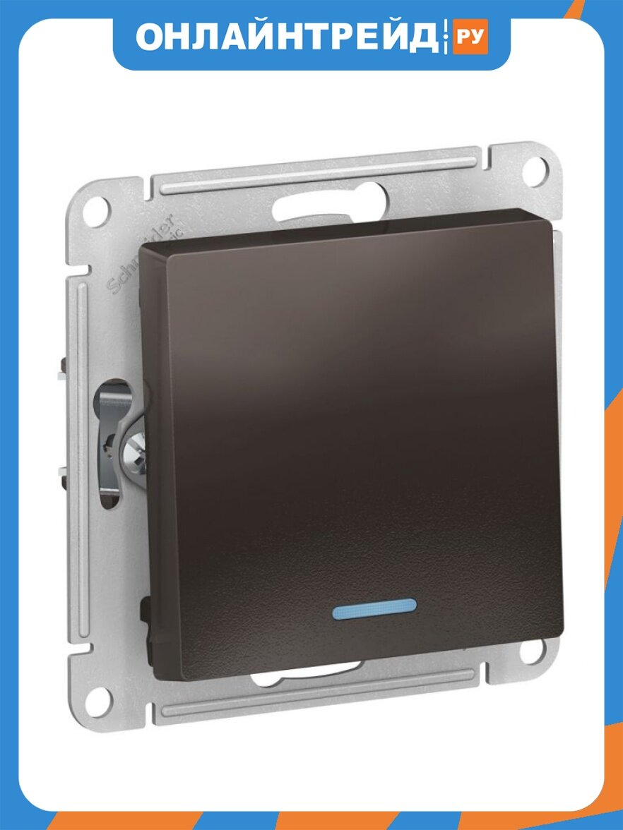 Выключатель 1-клавишный с подсветкой Systeme Electric (schneider Electric) SCHNEIDER ELECTRIC ATLASDESIGN, сх.1а, 10АХ, механизм, мокко, ATN000613
