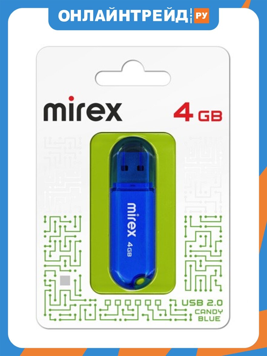 Флэш накопитель Mirex 4 Гб CANDY BLUE USB 2.0 (13600-FMUCBU04)