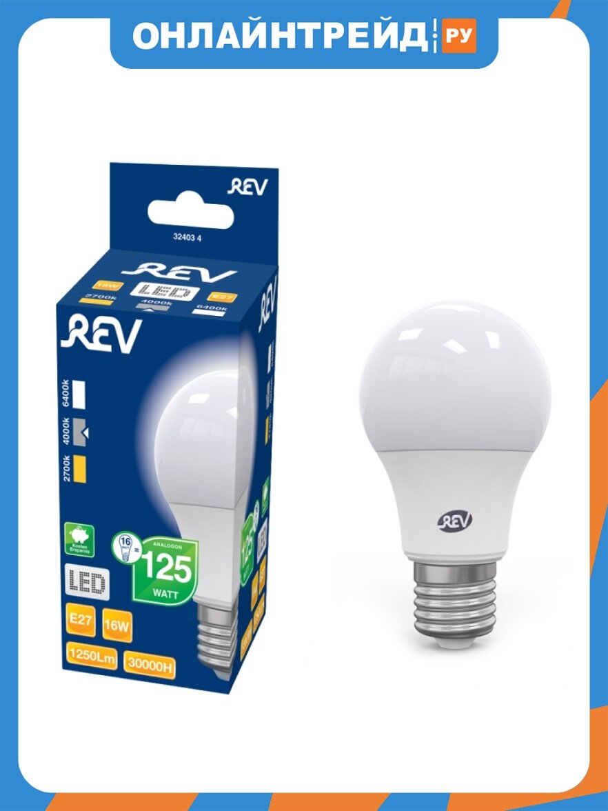 Светодиодная лампа Rev A60 Е27 16W, 4000K