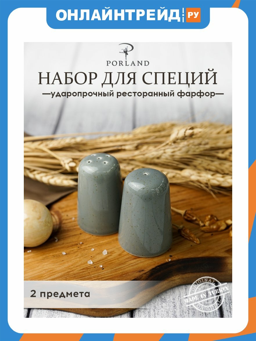 Набор для соли, перца и специй Porland Seasons 2 предмета: солонка и перечница темно-серый